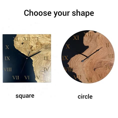Wood Epoxy Resin Clock Rectangle Modern Wall Clock Cool Wall Etsy
