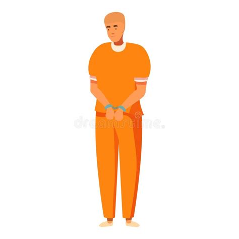 Prisoner In Orange Jumpsuit Standing With Handcuffs Stock Vector