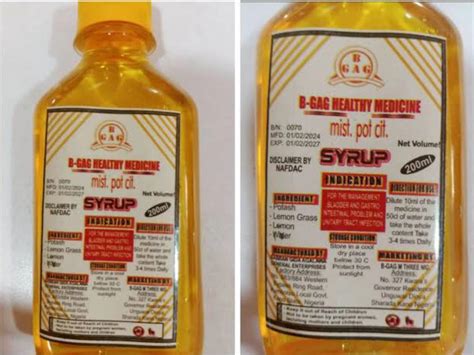 Nafdac Warns The Public Against Unregistered B Gag Syrup