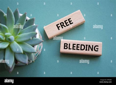 Free Bleeding Symbol Concept Words Free Bleeding On Wooden Blocks