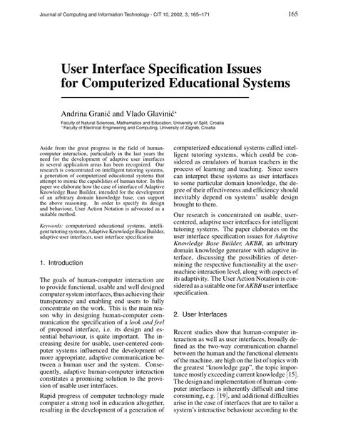 Pdf User Interface Specification Issues For Computerized Educational
