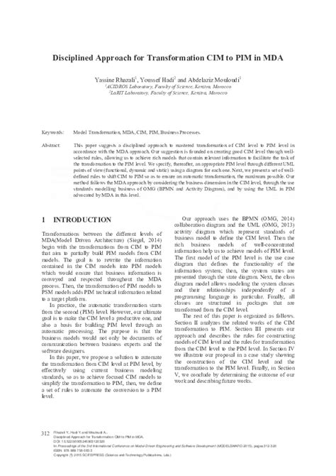 Pdf A Method Of Model Transformation In Mda Approach From E3value Model To Bpmn2 Diagrams In