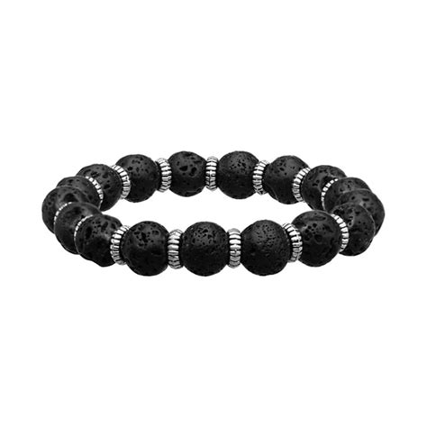Mens Black Lava Beads Bracelet