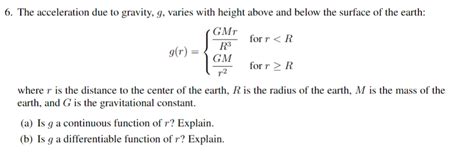 Solved The Acceleration Due To Gravity G ﻿varies With