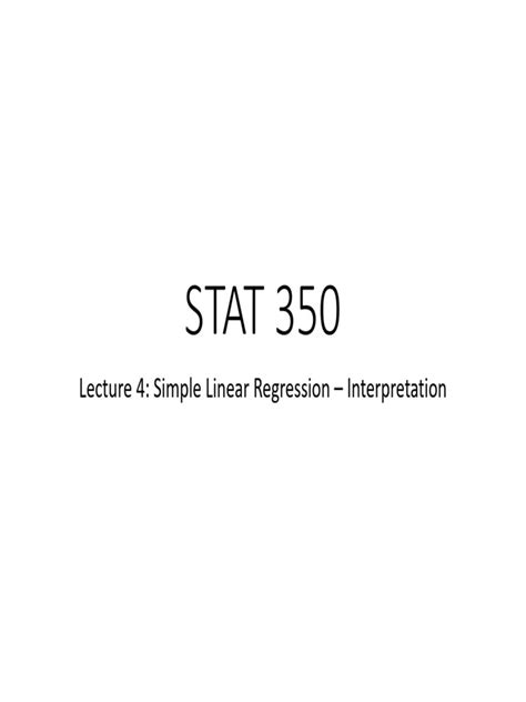 1726263338 127 350lecture4 Simple Linear Regression Interpretation Pdf Regression