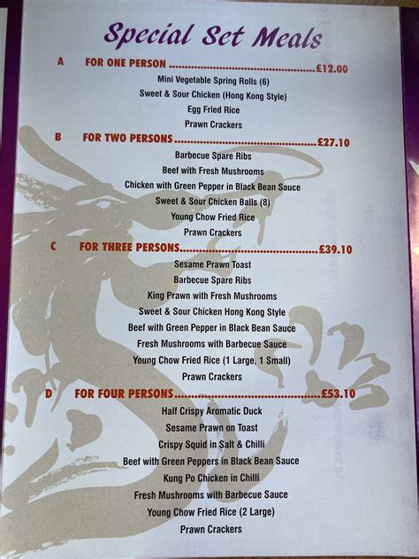 Menu At New Ying Wah Chinese Takeaway Fast Food Plymouth