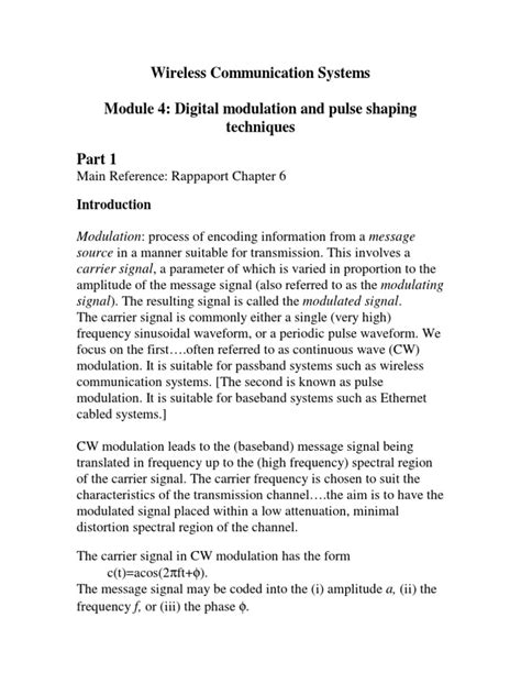 wireless communication systems module 4 digital modulation and pulse