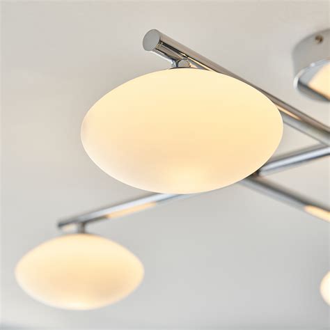 Danby Chrome Semi Flush Ceiling Light With Opal Glass Shades Lightbox