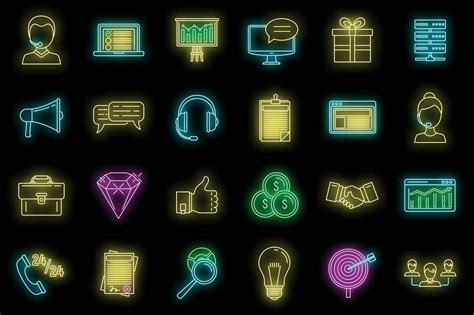 Crm Platform Icons Set Vector Neon 35532662 Vector Art At Vecteezy