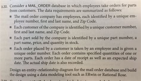 Solved Consider A Mail Order Database In Which Employees