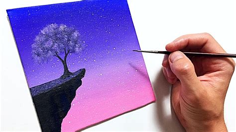 Easy Acrylic Night Sky Painting For Beginners Step By Step Tutorial