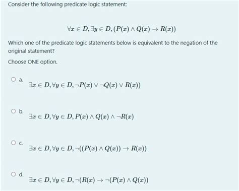 Solved Consider The Following Predicate Logic Statement Va