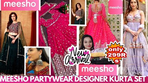 😍🛍️👗meesho Partywear Kurta Set Gowndesigner Lahengasharara Set