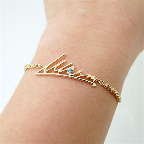 14k Gold Handwriting Bracelet With Signature Of Loved Ones Custom