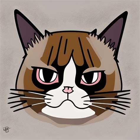 Kawaii Chibi Cute Grumpy Cat Illustration · Creative Fabrica