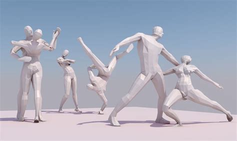 Low Poly Rigged Mężczyzna I Kobieta Model 3d 9 C4d 3ds Obj Fbx
