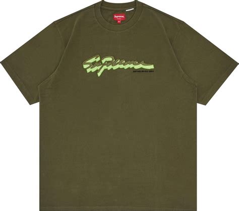 Buy Supreme Shadow Script Short Sleeve Top Dark Olive Fw22kn66 Dark