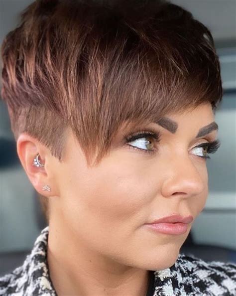 Brown Front Bangs Shaved Hairstyle For Women Dare To Bare 35 Shaved