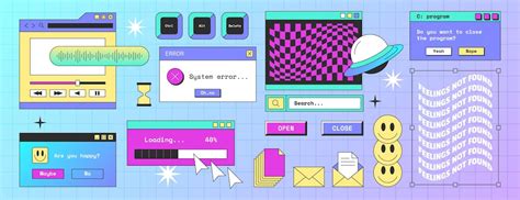 Free Vector Retro Computer Screen Interface With Windows Folder Popup