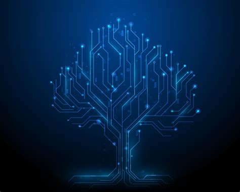 Premium Vector Tree Data Technology On Blue Dark Background Digital Circuit Board Internet