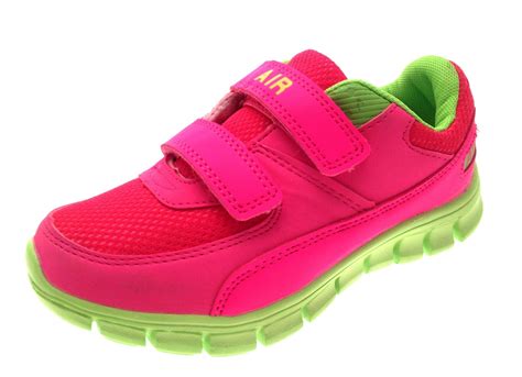 Kids Boys Girls Sports Trainers Velcro Pumps Flat Running Shoes Size UK ...