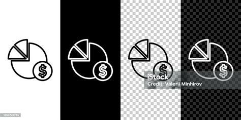 흑백 배경에서 격리된 세트 원형 차트 인포그래픽 및 달러 기호 아이콘을 설정합니다 다이어그램 차트 기호입니다 벡터 0명에 대한