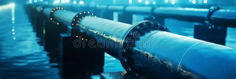 Pipeline System For Green Renewable Energy Production Pipes On Sunset