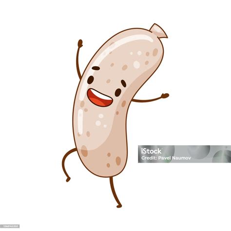 귀여운 행복 재미 웃는 소시지 만화 캐릭터 벡터 일러스트 독일 문화에 대한 스톡 벡터 아트 및 기타 이미지 독일 문화 독일