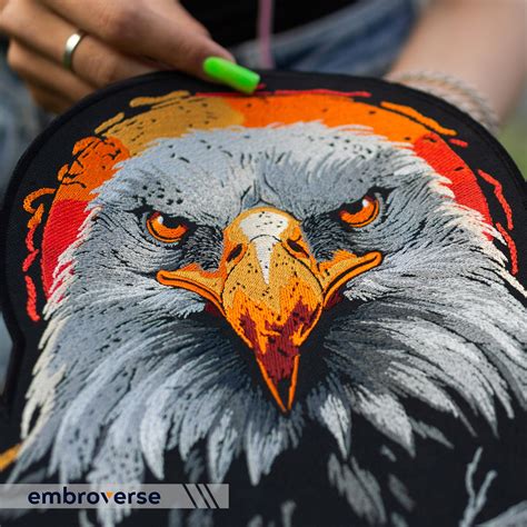 Bald Eagle Large Embroidered Patch Majestic Wild Bird Of Prey Biker