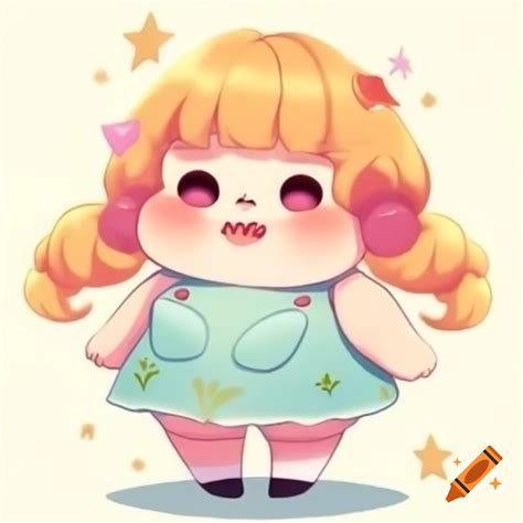 Chubby Female Character In Cute Summer Attire Inspired By Rhythm Heaven