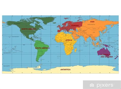 Vinilo Pixerstick Mapa Detallado Del Mundo Con Los Nombres De Los