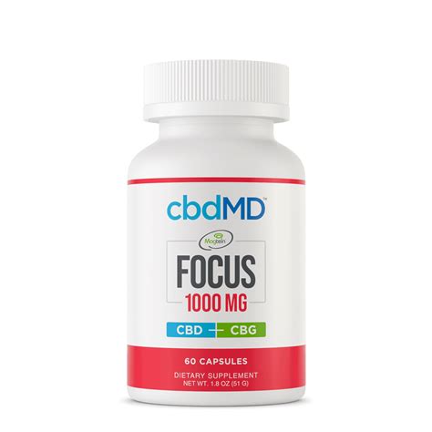 Cbdmd Cbd Cbg Focus Capsules Broad Spectrum Thc Free 60ct 1000mg