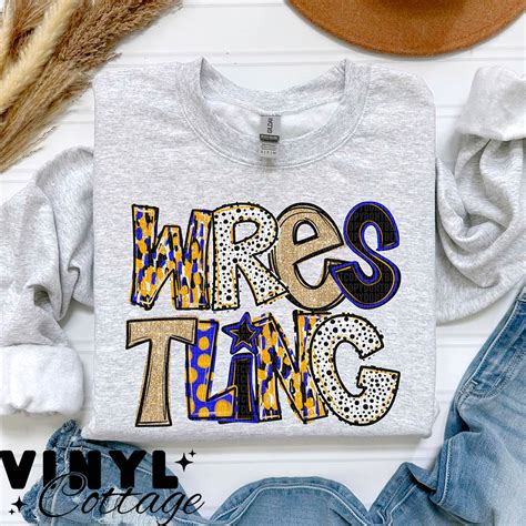 Wrestling ~ Blue And Gold ~ Dtf Transfer Vinyl Cottage