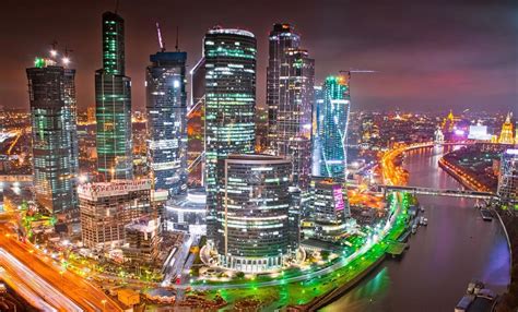 Moskwa Rosja Miasto Noc