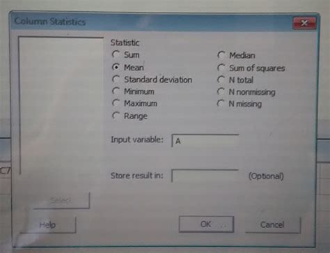 Using Minitab Calculate The Mean Standard Deviation Variance And