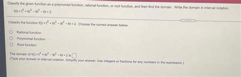 Solved Classify The Given Function As A Polynomial Function
