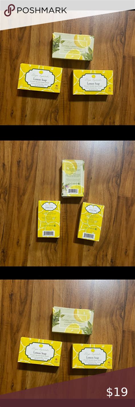 Shugar Soapworks Plant Based Bar Soap 3 Bars Lemon And Oatmeal Lemon