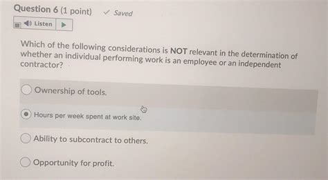 Solved Question Point Saved Listen Which Of The Chegg
