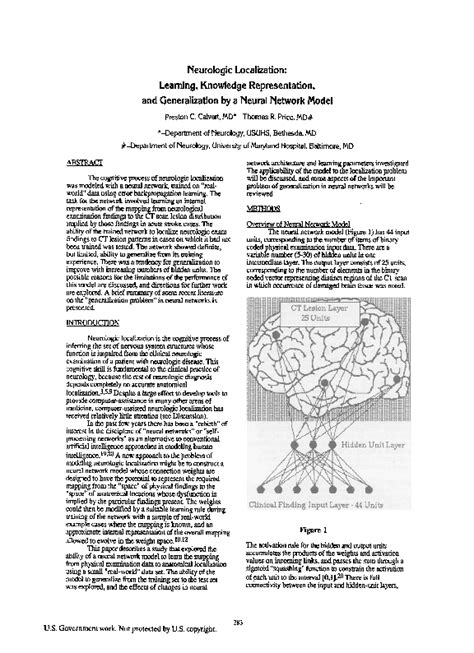 Pdf Neurologic Localization Learning Knowledge Representation And Generalization By A