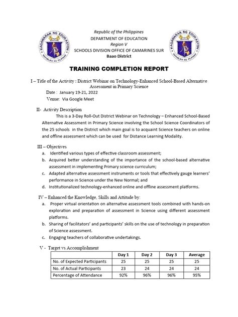 Trainingcompletion Report Pdf Mentorship Learning
