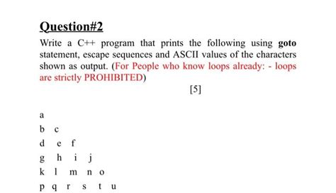Solved Question2 Write A C Program That Prints The