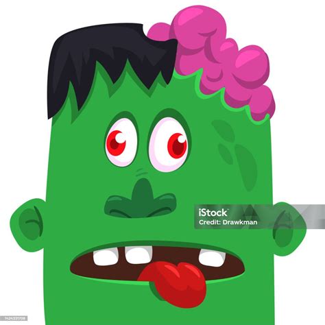 Kartun Kepala Zombie Marah Ilustrasi Vektor Halloween Dari Erangan