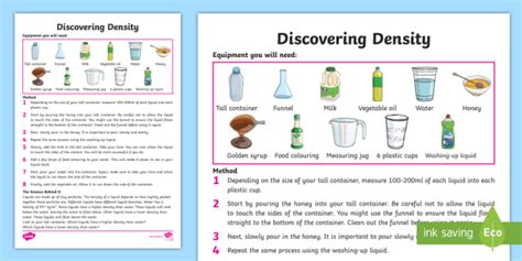 Discovering Density Experiment Step By Step Instructions