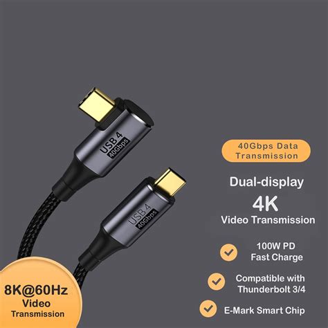 Cable USB C Thunderbolt 4 1 6 Pies Paquete De 2 Cable USB C A C