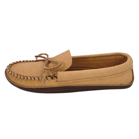 Mens Moose Hide Leather Moccasins With Oil Tan Soles For Earthing