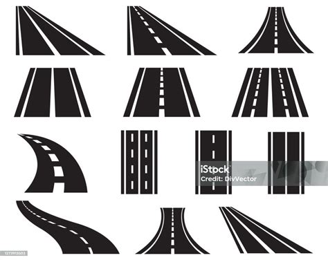 道路向量圖示集向量圖形及更多圖標集圖片 圖標集 直的 矢量圖 Istock