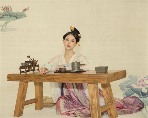 Wallpaper Retro Style Chinese Girl Lotus Art Photography 5120x2880