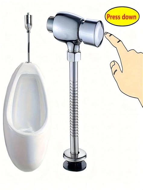 1pc Alloy Material Manual Press Urinal Flush Valve For Public Restroom