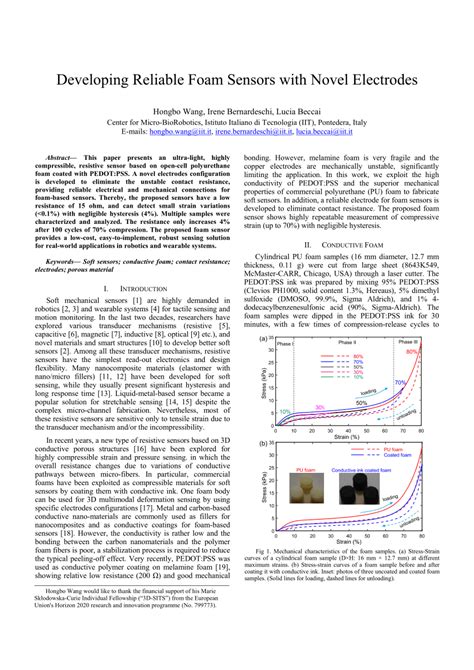 Pdf Developing Reliable Foam Sensors With Novel Electrodes