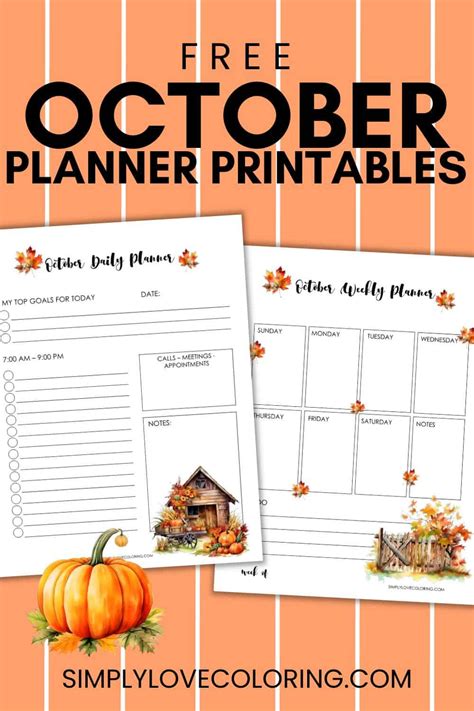 October Planner Printables Free Pdf Download Simply Love Coloring